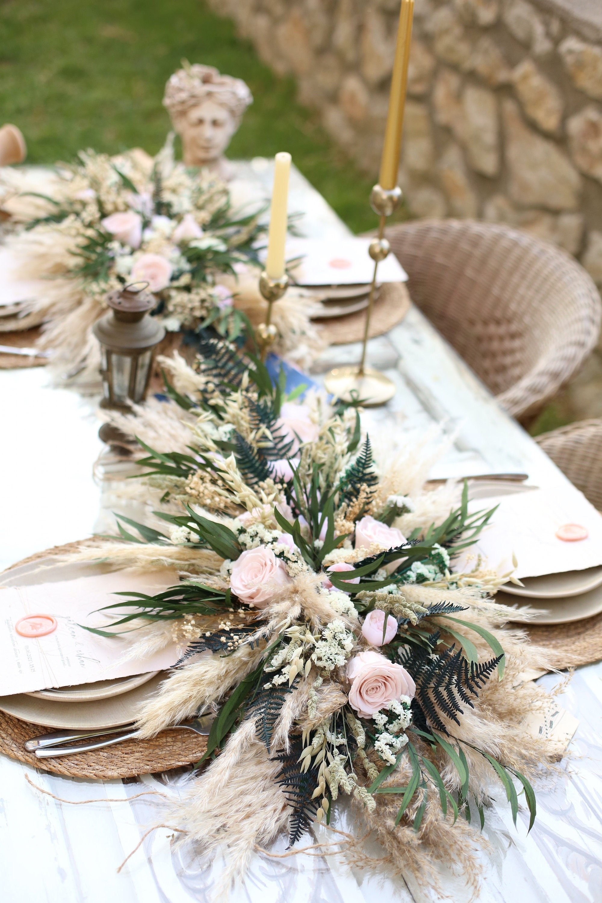 Blush Pink Table Flower: Boho Wedding Decor - Etsy