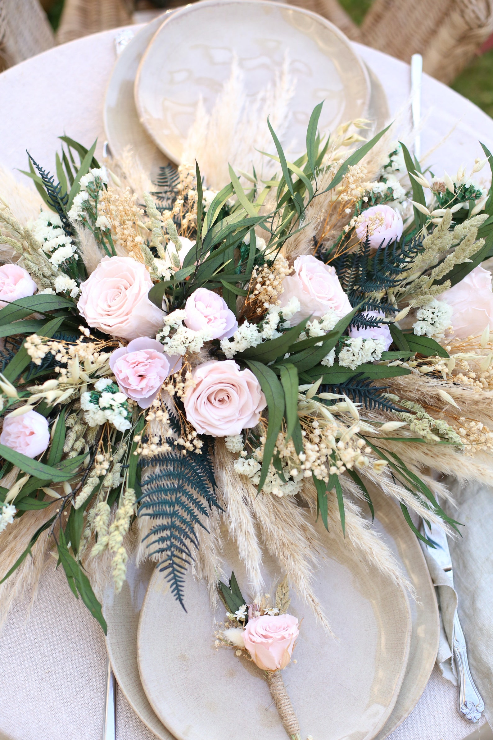 Blush Pink Table Flower: Boho Wedding Decor - Etsy