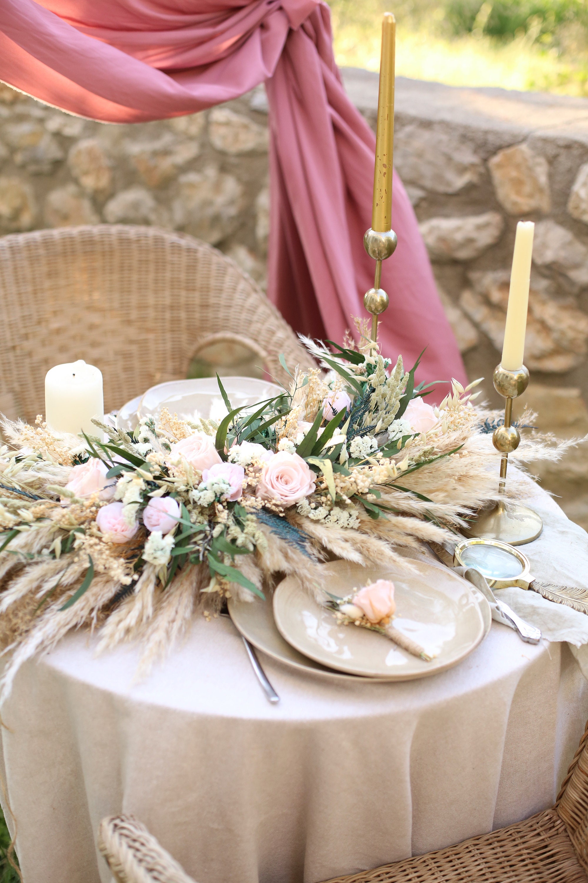 Blush Pink Table Flower: Boho Wedding Decor - Etsy