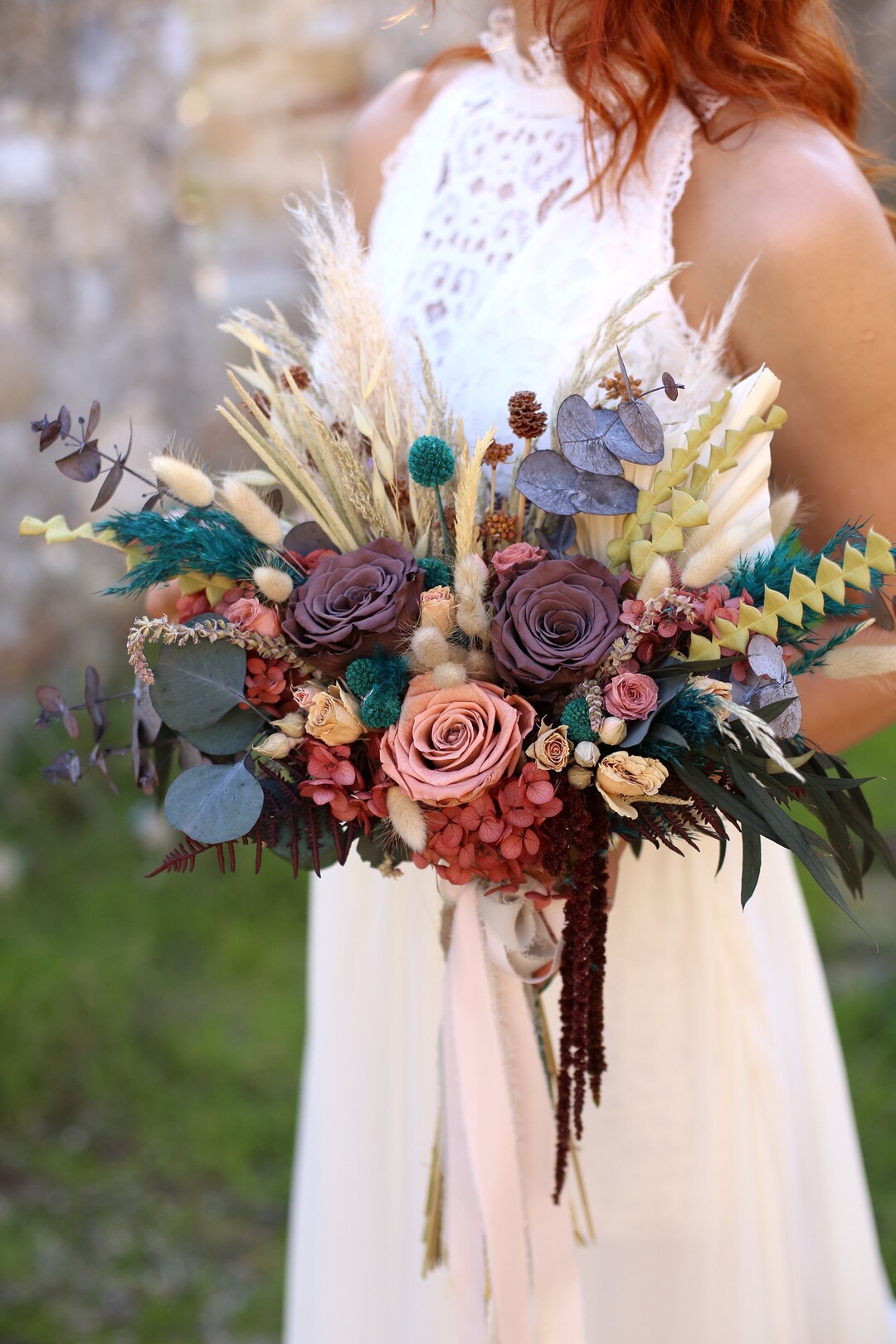 Dust Dry Flower Bridal Bouquet Summer Wedding Boho Bouquet Spring ...