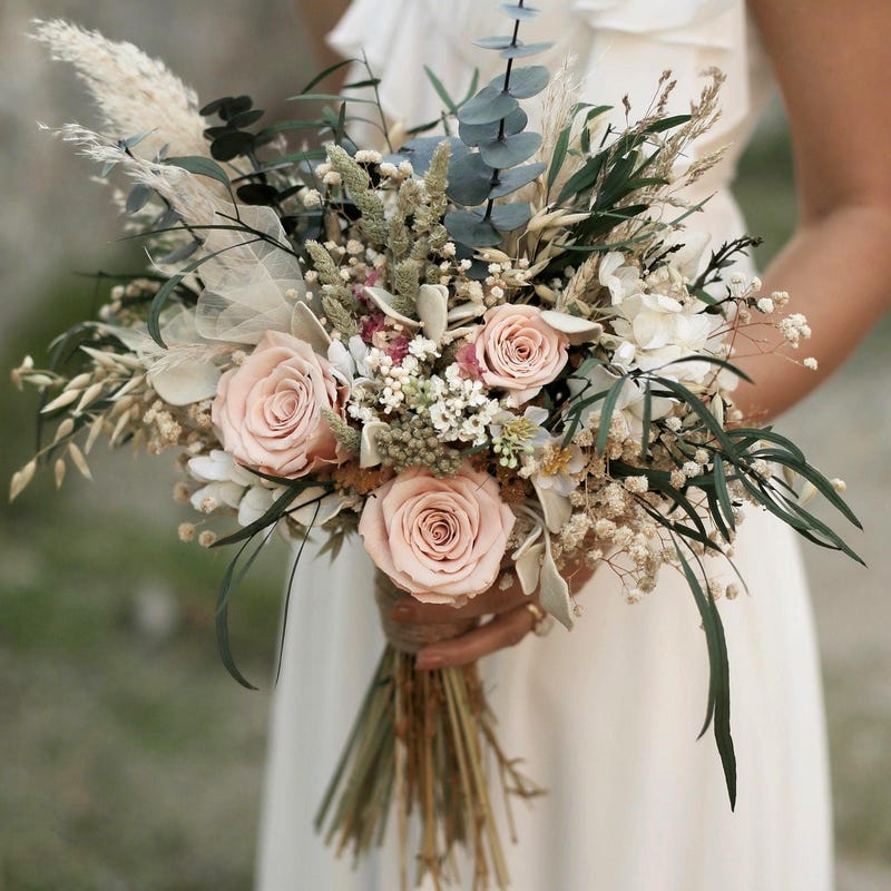 Dried Flower Bridal Bouquet - Etsy UK