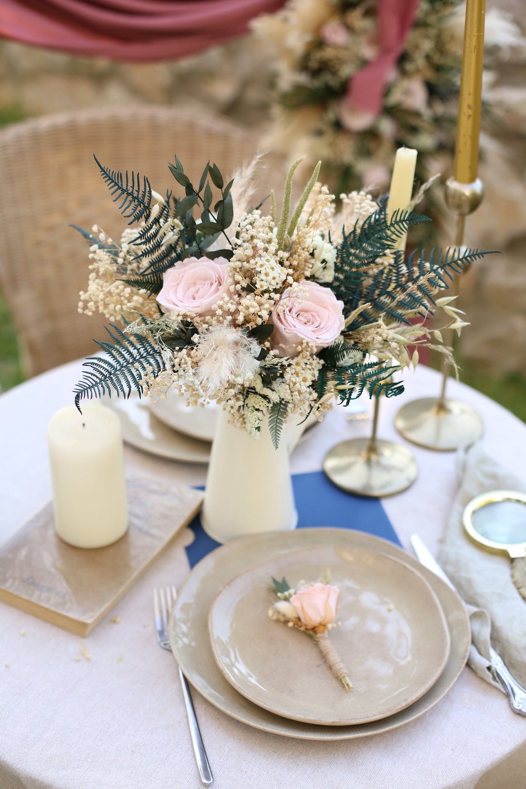 Blush Pink Vase Flower, Table Top Flower, Wedding Accessories, Wedding ...