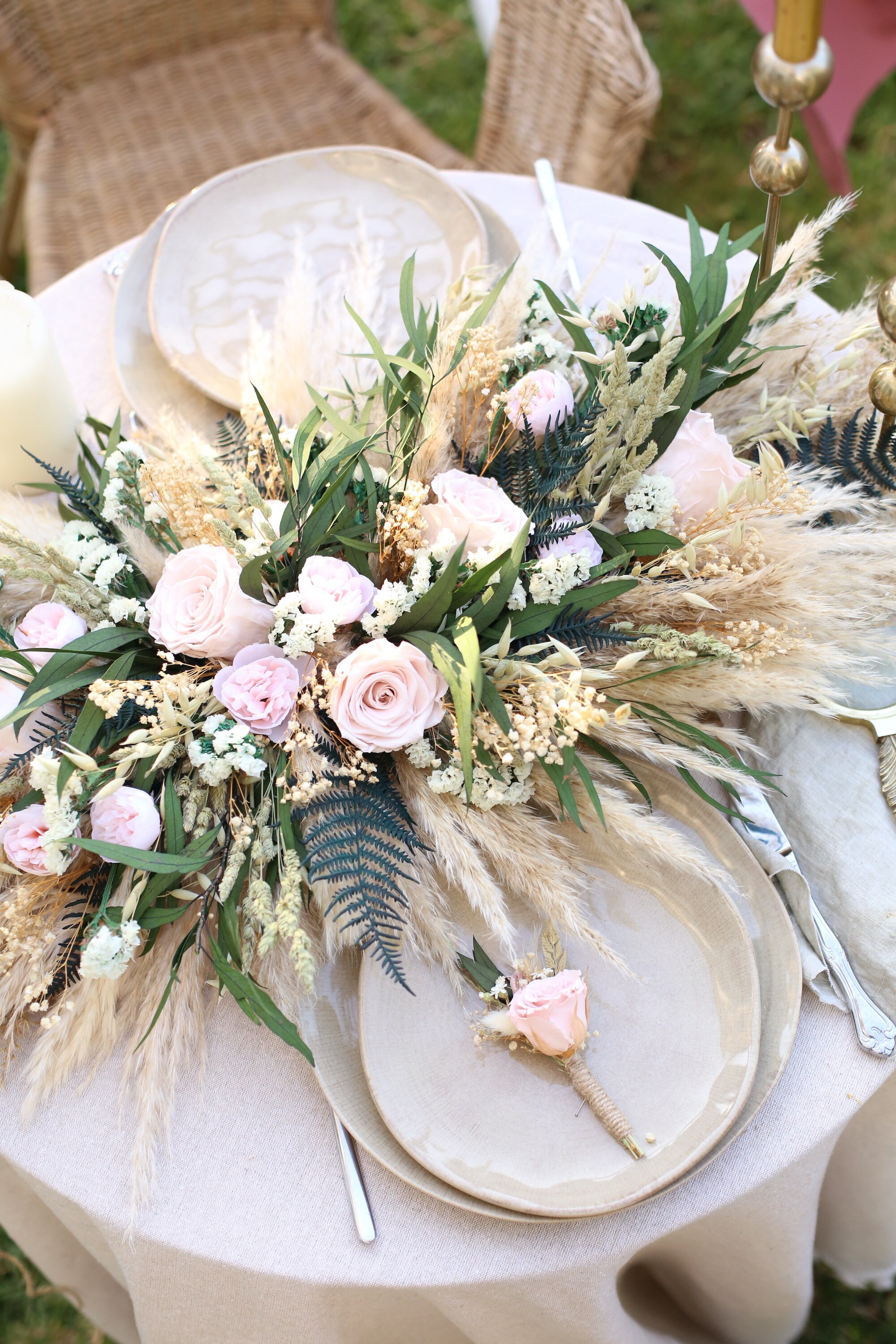 Blush Pink Table Flower: Boho Wedding Decor - Etsy