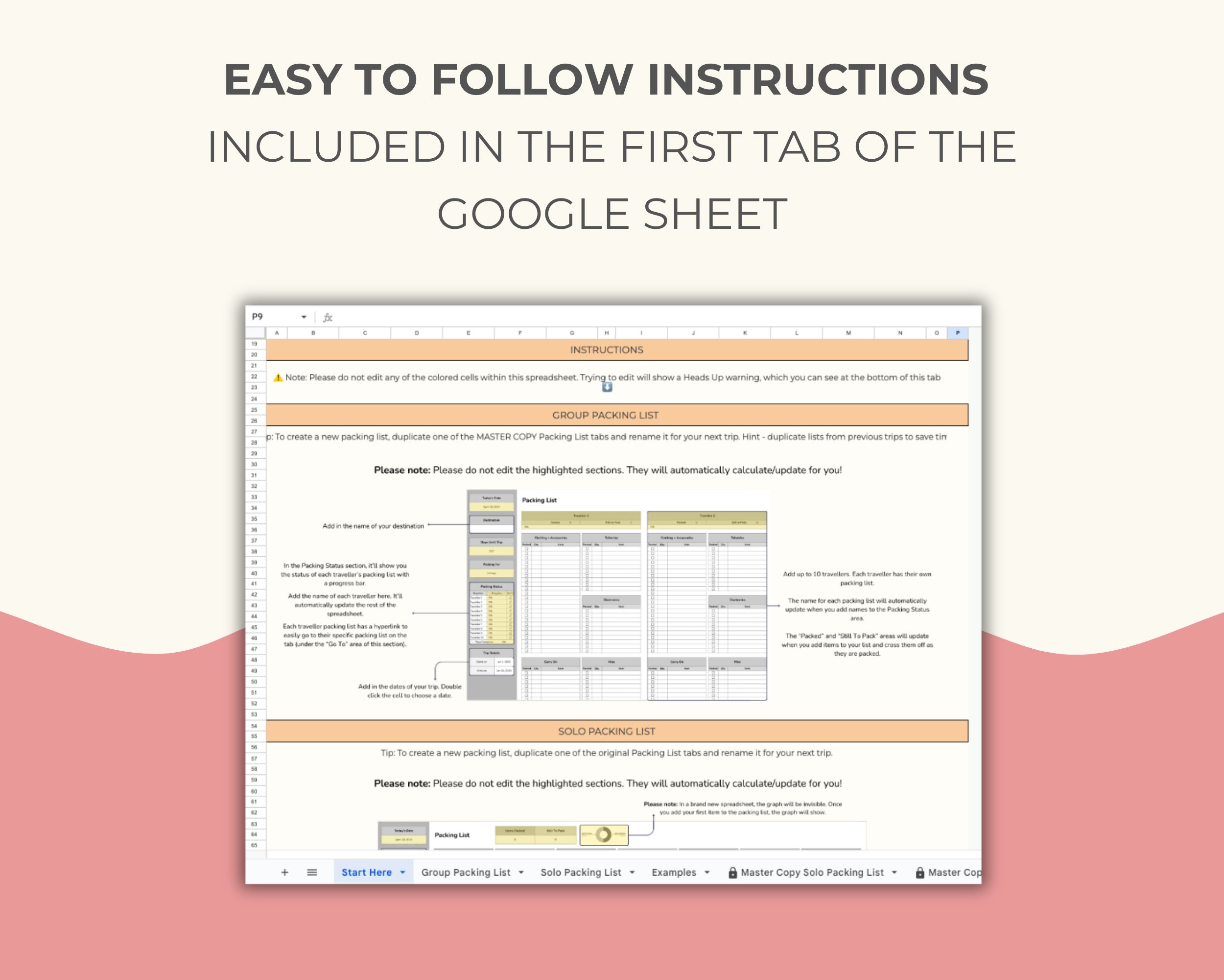Travel Packing List for Google Sheets in Rainbow Colors. Editable ...