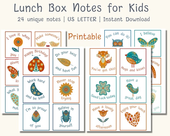 Lunch Box Notes for Kids Printable Positive Affirmations for - Etsy