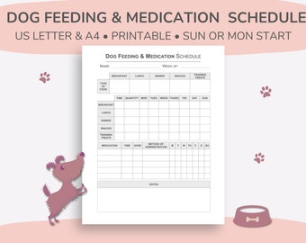 Dog Feeding Tracker Printable Feeding Chart monthly - Etsy