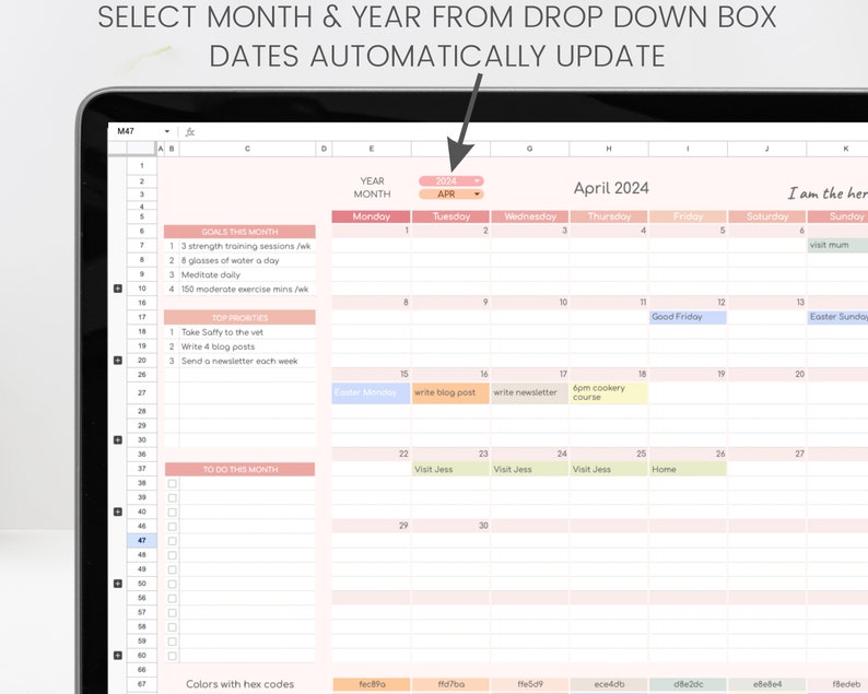 Digital Monthly Planner Google Sheet: To-do List, Positive Affirmations ...