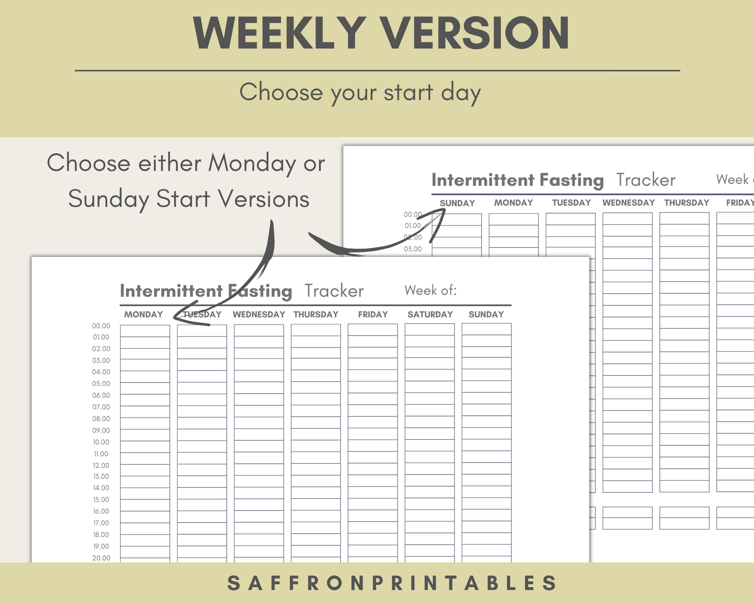 Printable Intermittent Fasting Tracker: Weekly & Monthly (digital ...