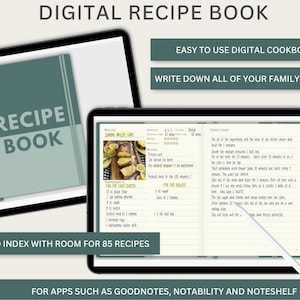 Digital Recipe Book Template for Goodnotes, Notability, Noteshelf Etc ...