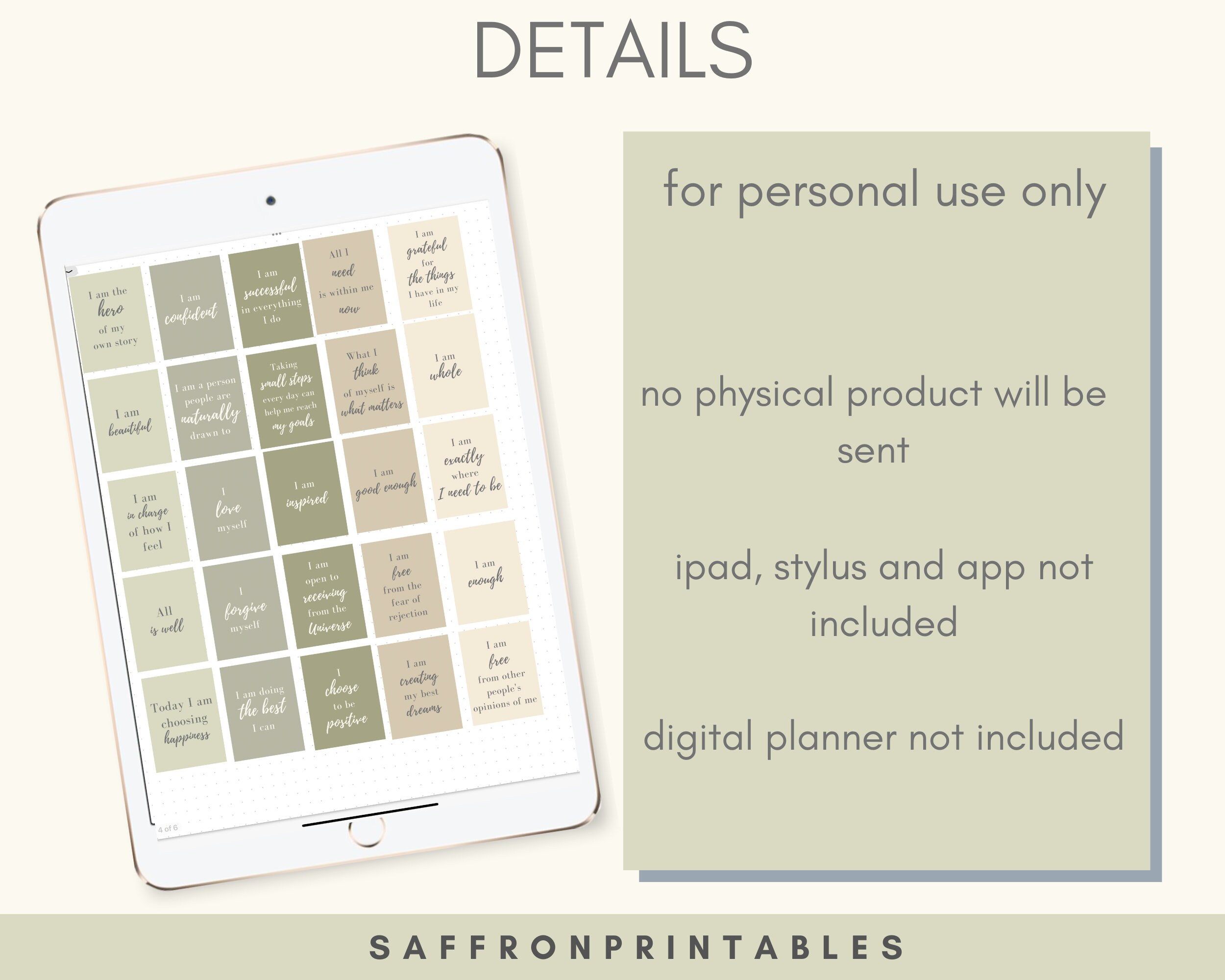 Digital Positive Affirmation Stickers for Digital Planners Goodnotes ...