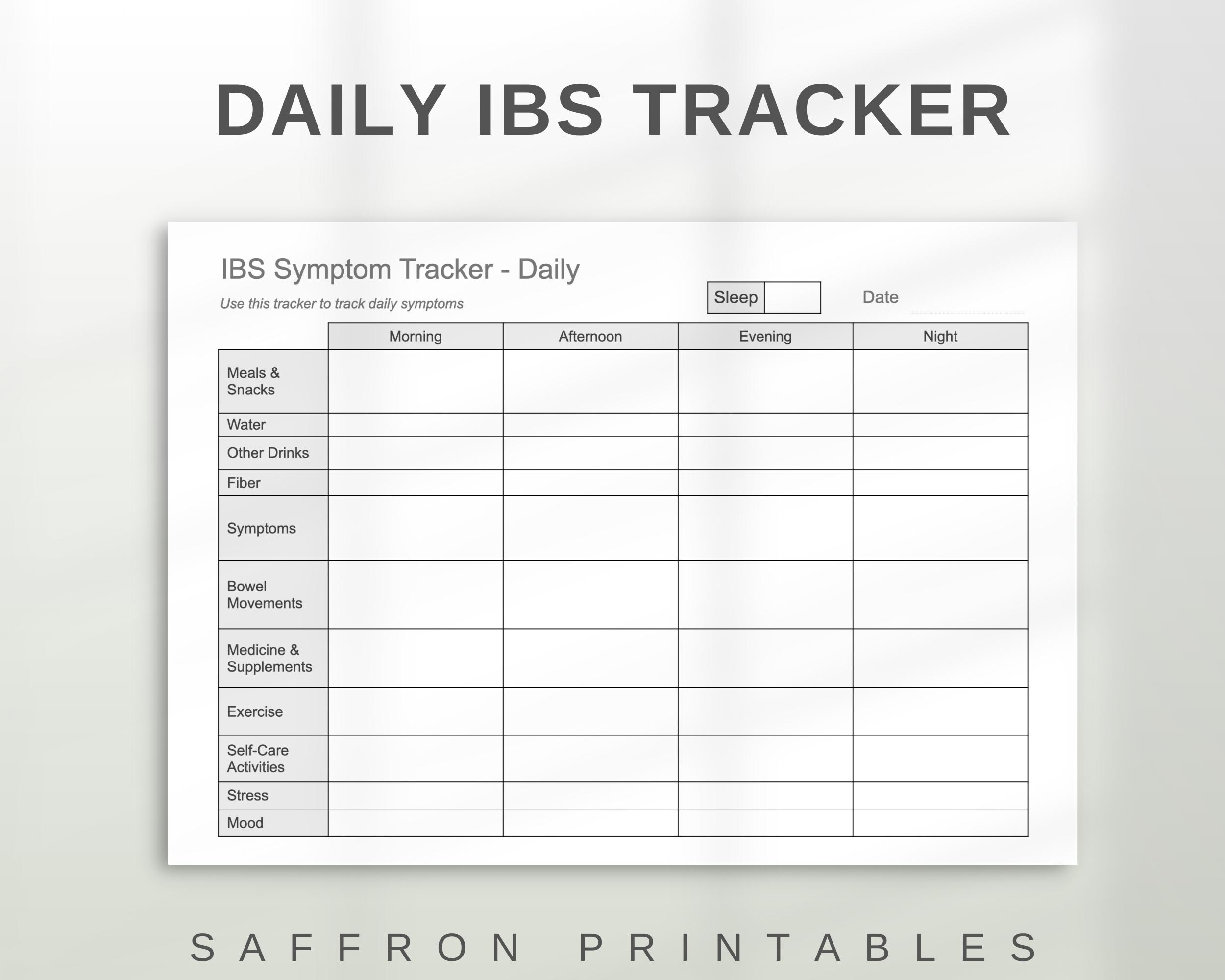 IBS Symptom Tracker Printable: Daily, Monthly Gut Health Journal (PDF ...
