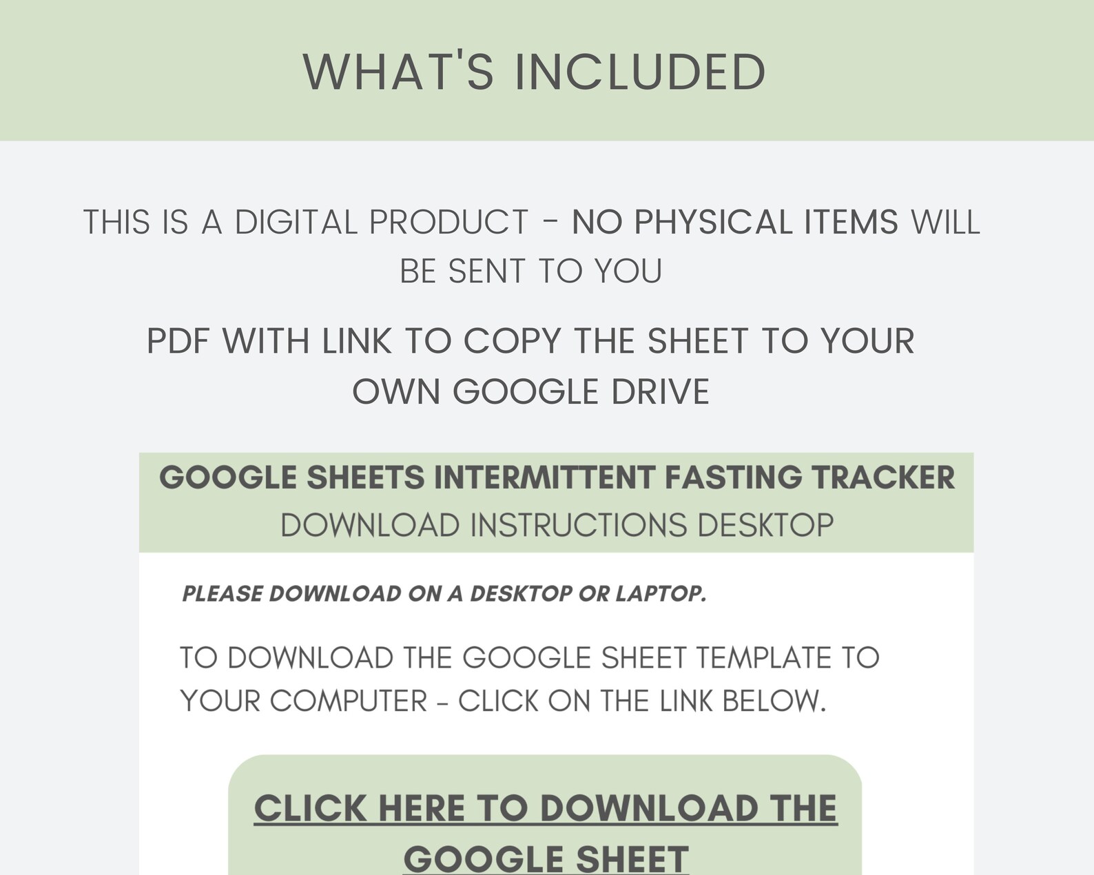 Intermittent Fasting Tracker: Clean Green Google Sheets (digital ...