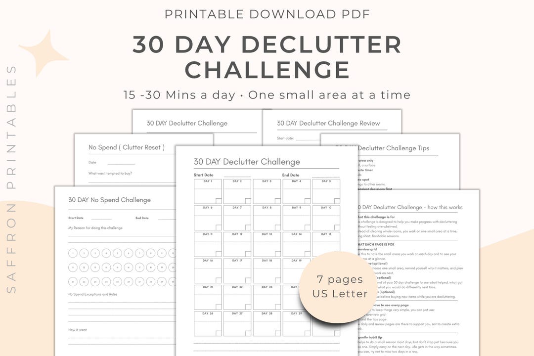30 Day Declutter Challenge & No Spend Planner Printable - Etsy