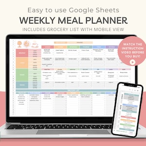 Weekly Meal Planner for Google Sheets, Meal Plan Template, Digital Meal ...
