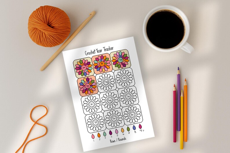 Yearly Crochet Habit Tracker Printable: Floral Blanket Design (PDF ...