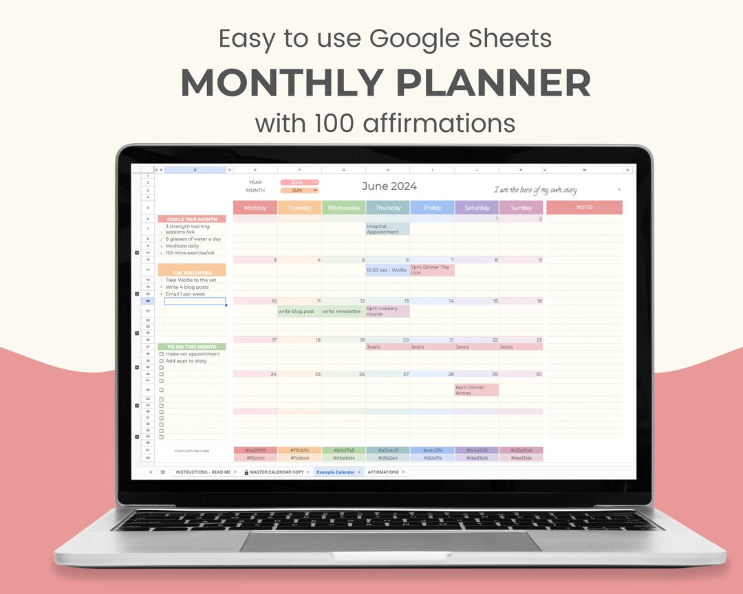 Google Sheets Monthly Planner & to Do List Spreadsheet. A Monthly ...