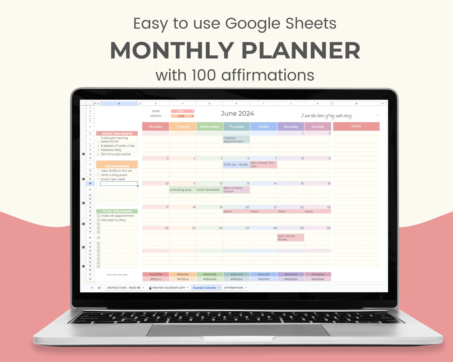 Google Sheets Monthly Planner & to Do List Spreadsheet. A Monthly ...