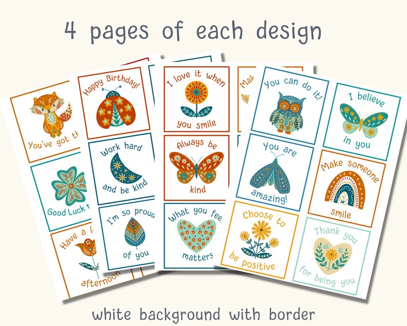 Lunch Box Notes for Kids Printable, Positive Affirmations for Kids ...