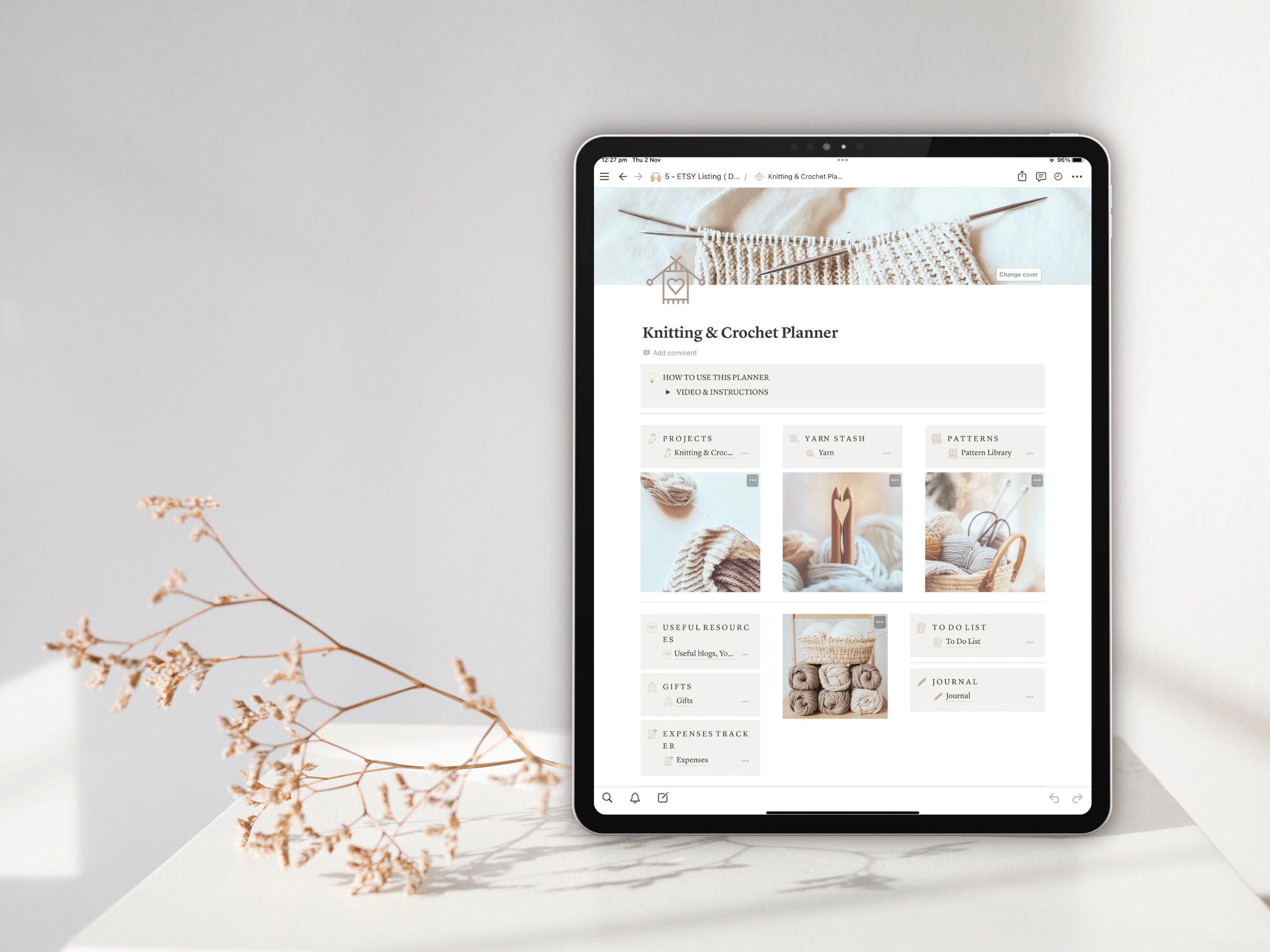 Notion Knitting and Crochet Planner, Knitting Journal, Yarn Stash ...