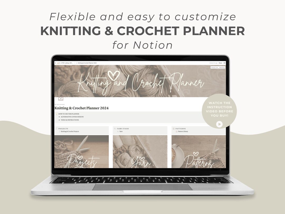Notion Knitting and Crochet Planner, Knitting Journal, Yarn Stash ...