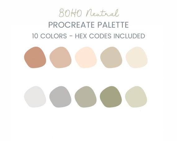 BOHO Neutral Color Palette for the Procreate App and Canva.for - Etsy