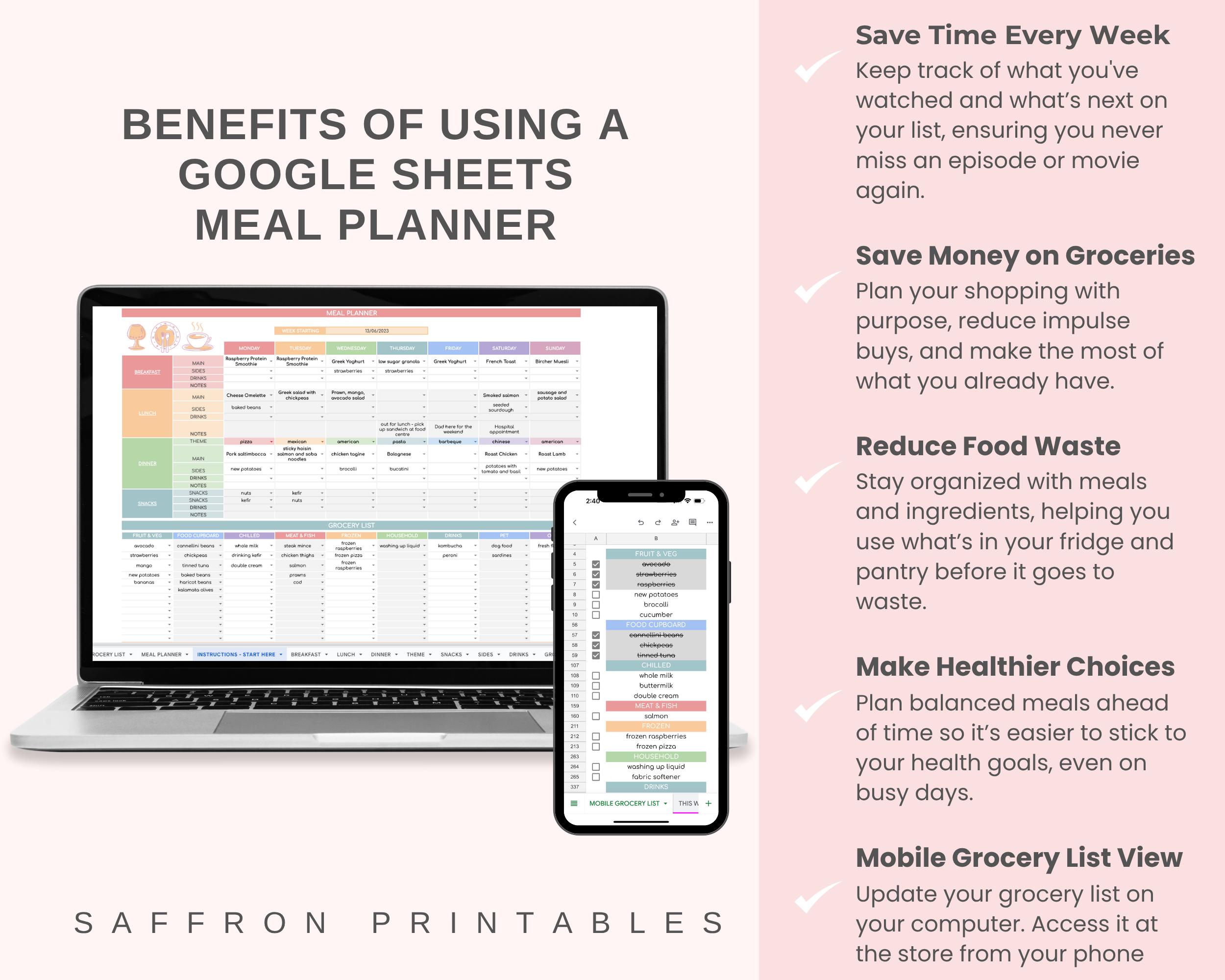 Meal Planner Google Sheets • Weekly Menu Planning Template ( Digital ...