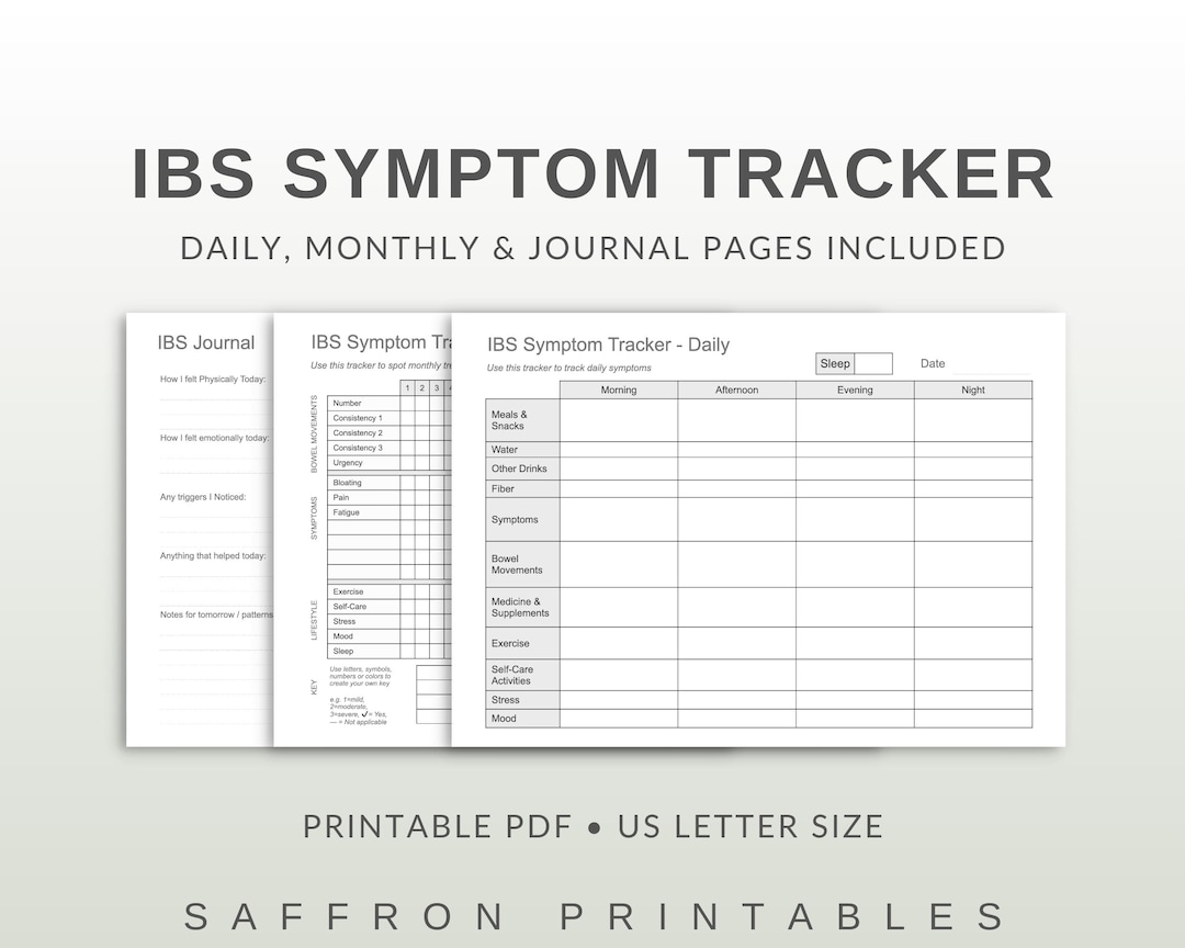 IBS Symptom Tracker Printable: Daily, Monthly Gut Health Journal (PDF ...