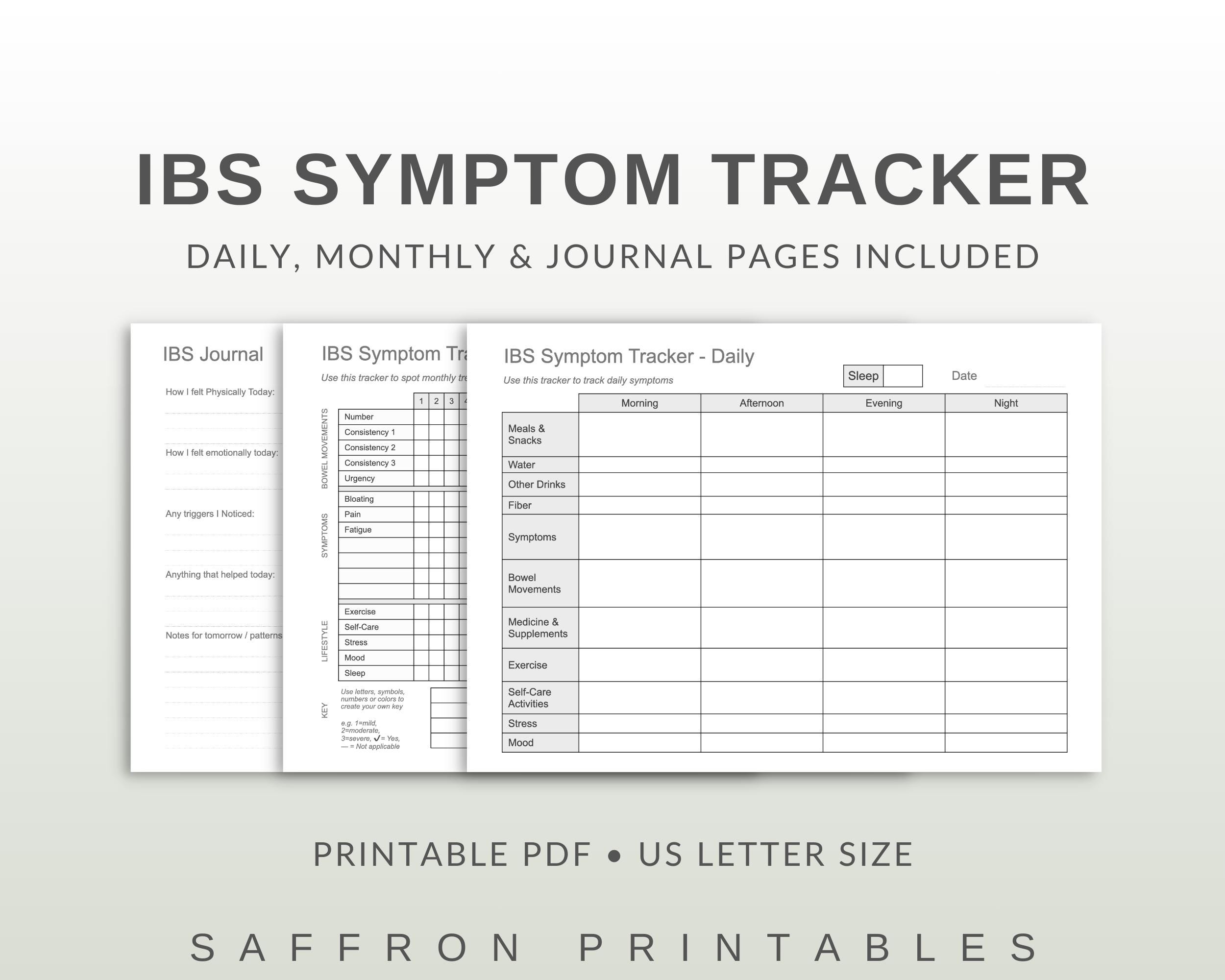 IBS Symptom Tracker Printable: Daily, Monthly Gut Health Journal (PDF ...