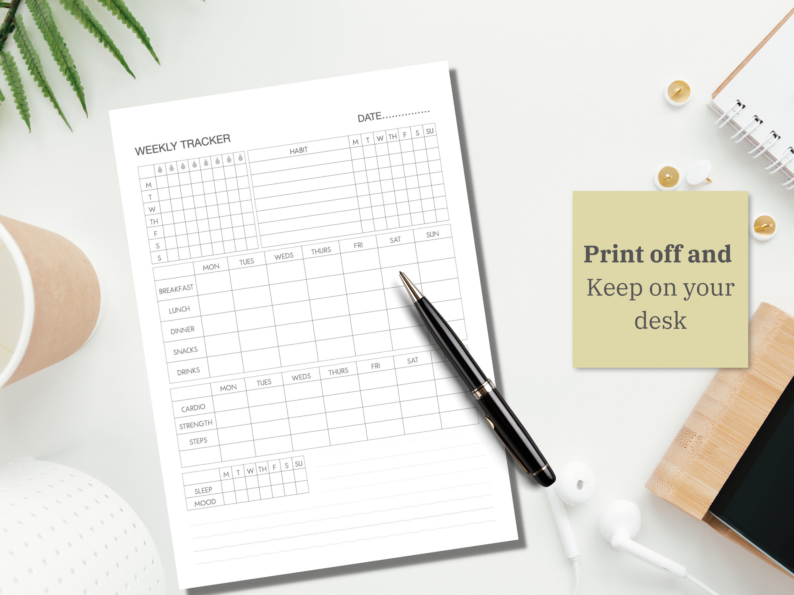 Habit Tracker Printable, Weekly Meal Planner Template, Water Tracker ...