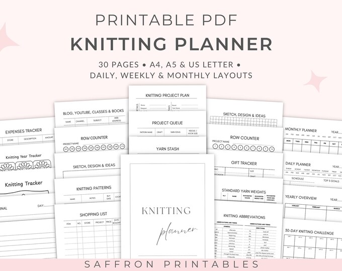 Crochet and Knitting Project Journal, Knit Project Planner, Tracker ...
