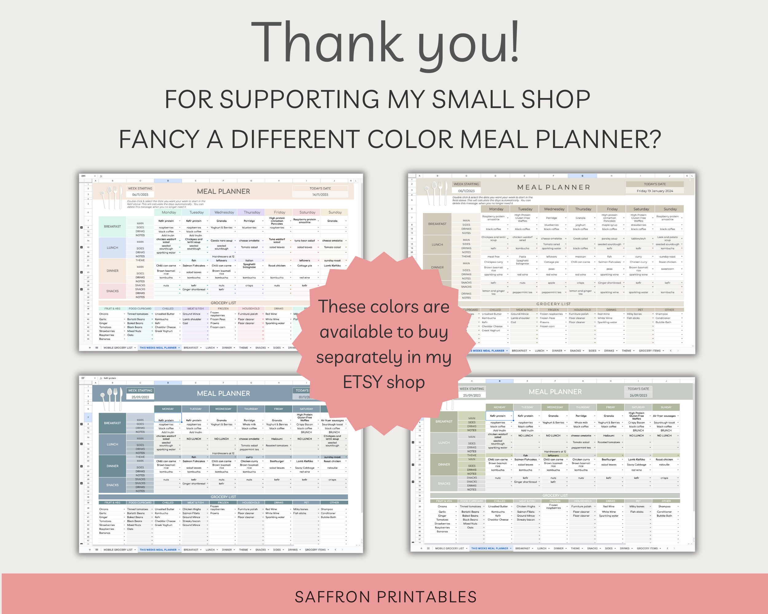 Weekly Meal Planner for Google Sheets, Meal Plan Template, Digital Meal ...