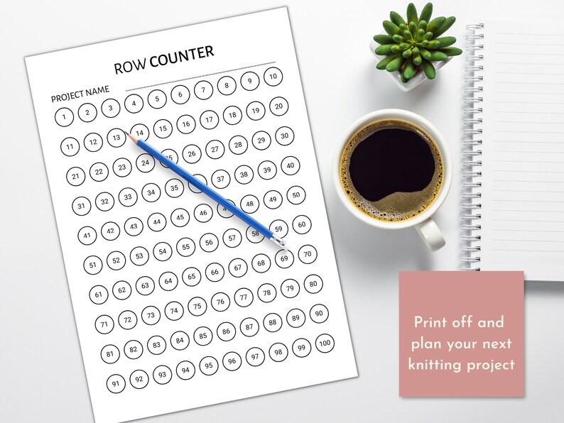 Printable Row Counter for Knitting and Crochet. Printable PDF - Etsy