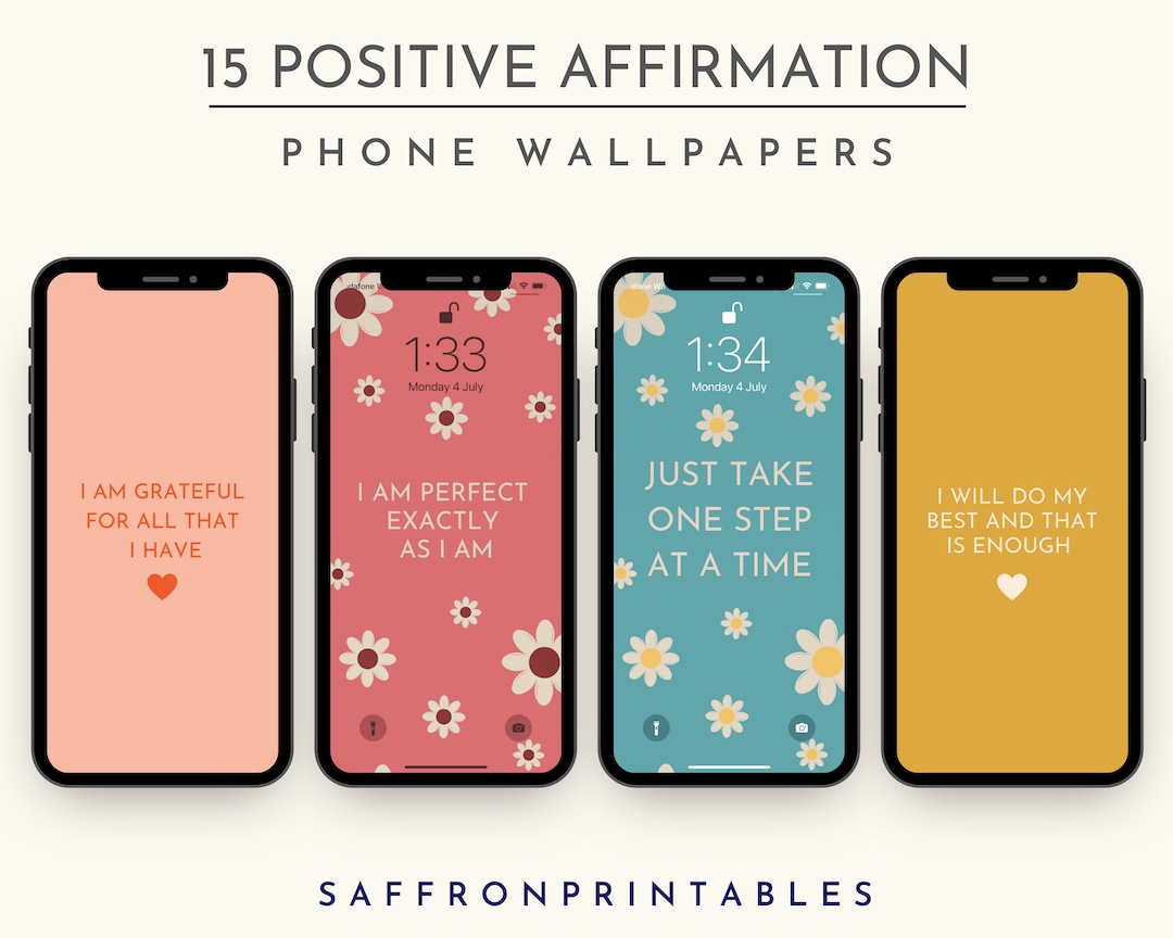 Positive Affirmation Card Phone Wallpaper in Bright Colors. Use as a ...