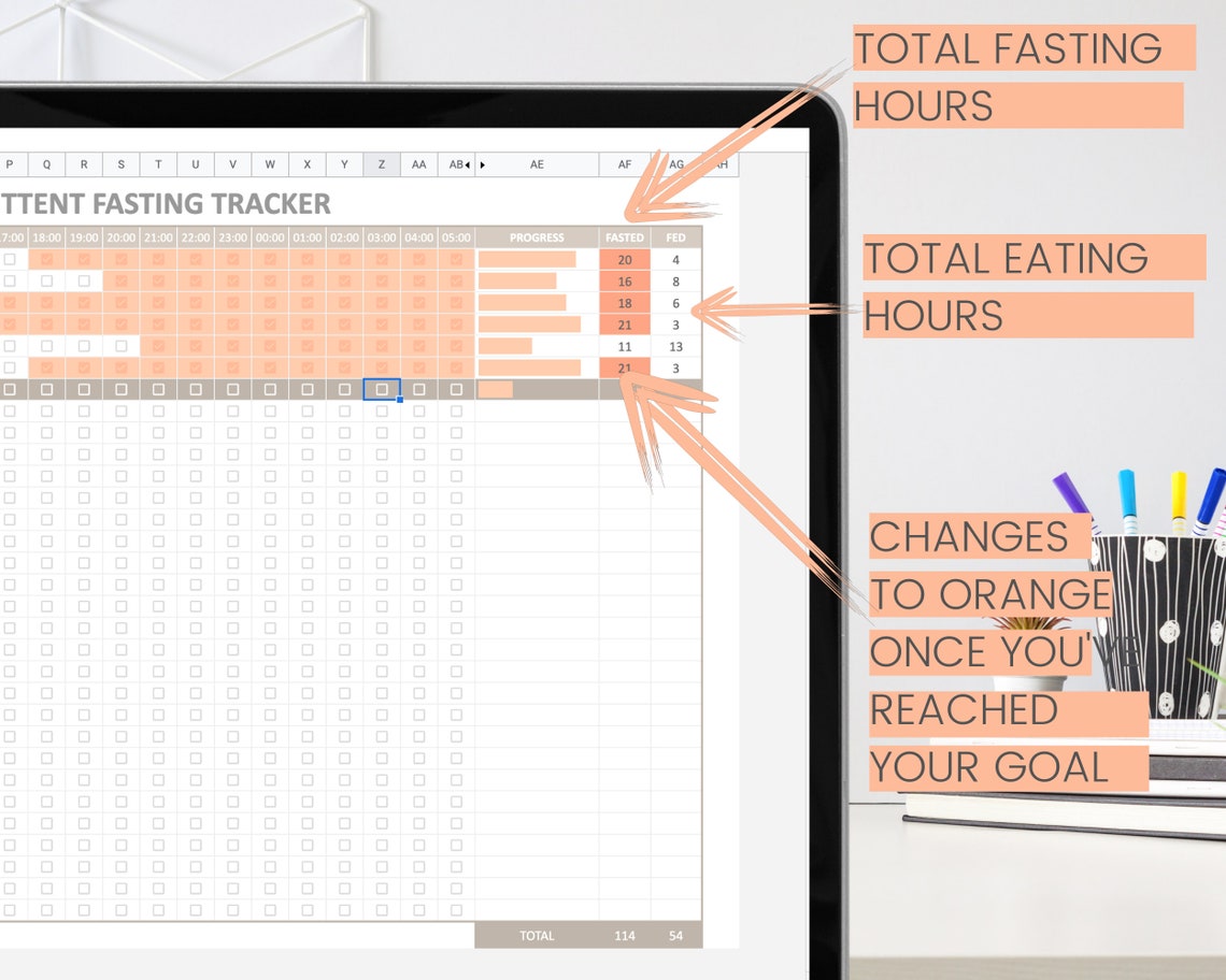 Intermittent Fasting Tracker Google Sheets Spreadsheet Clean Neutral ...