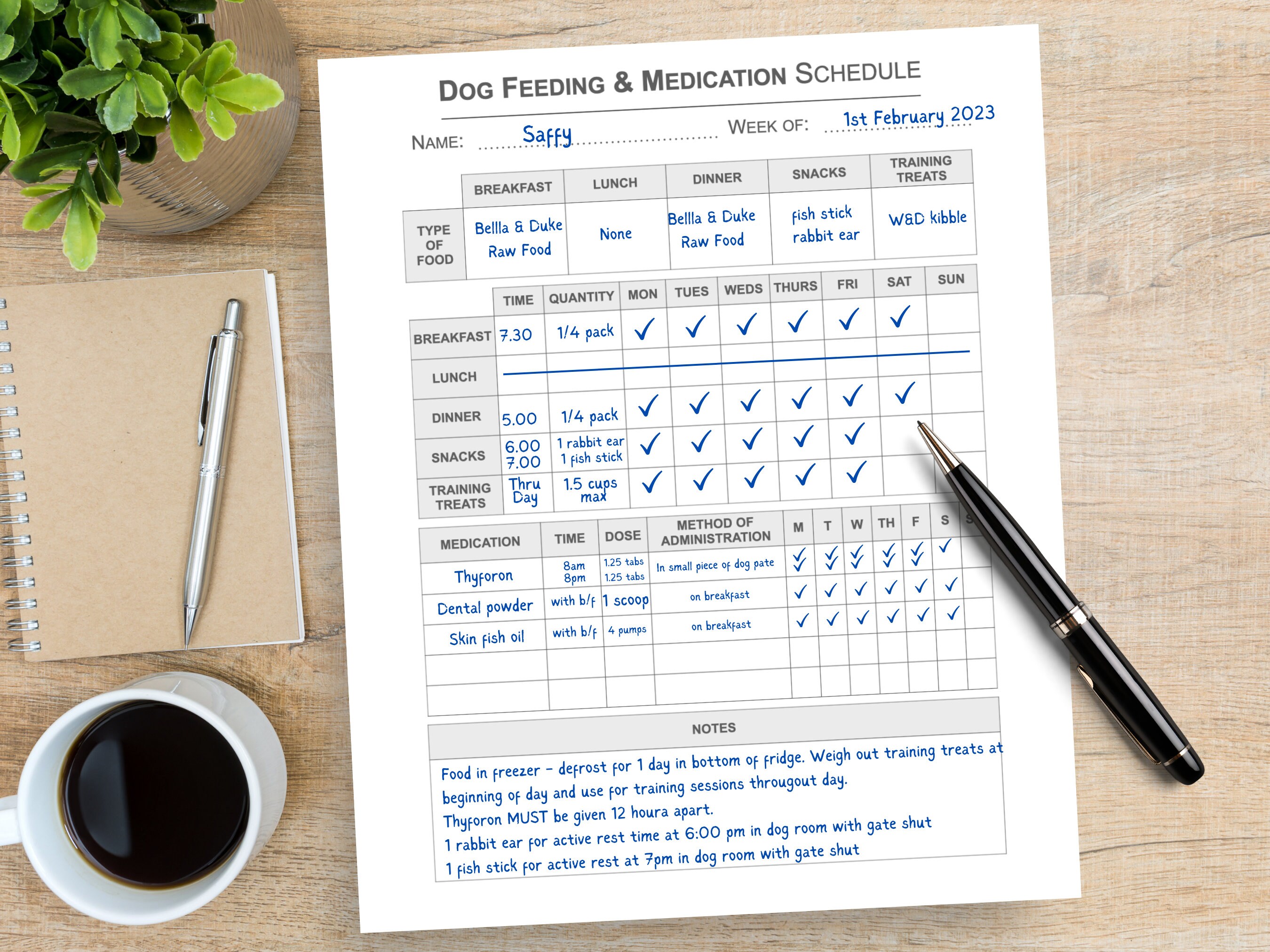Dog Feeding Schedule, Dog Medication Tracker, Dog Feeding Tracker, Dog ...