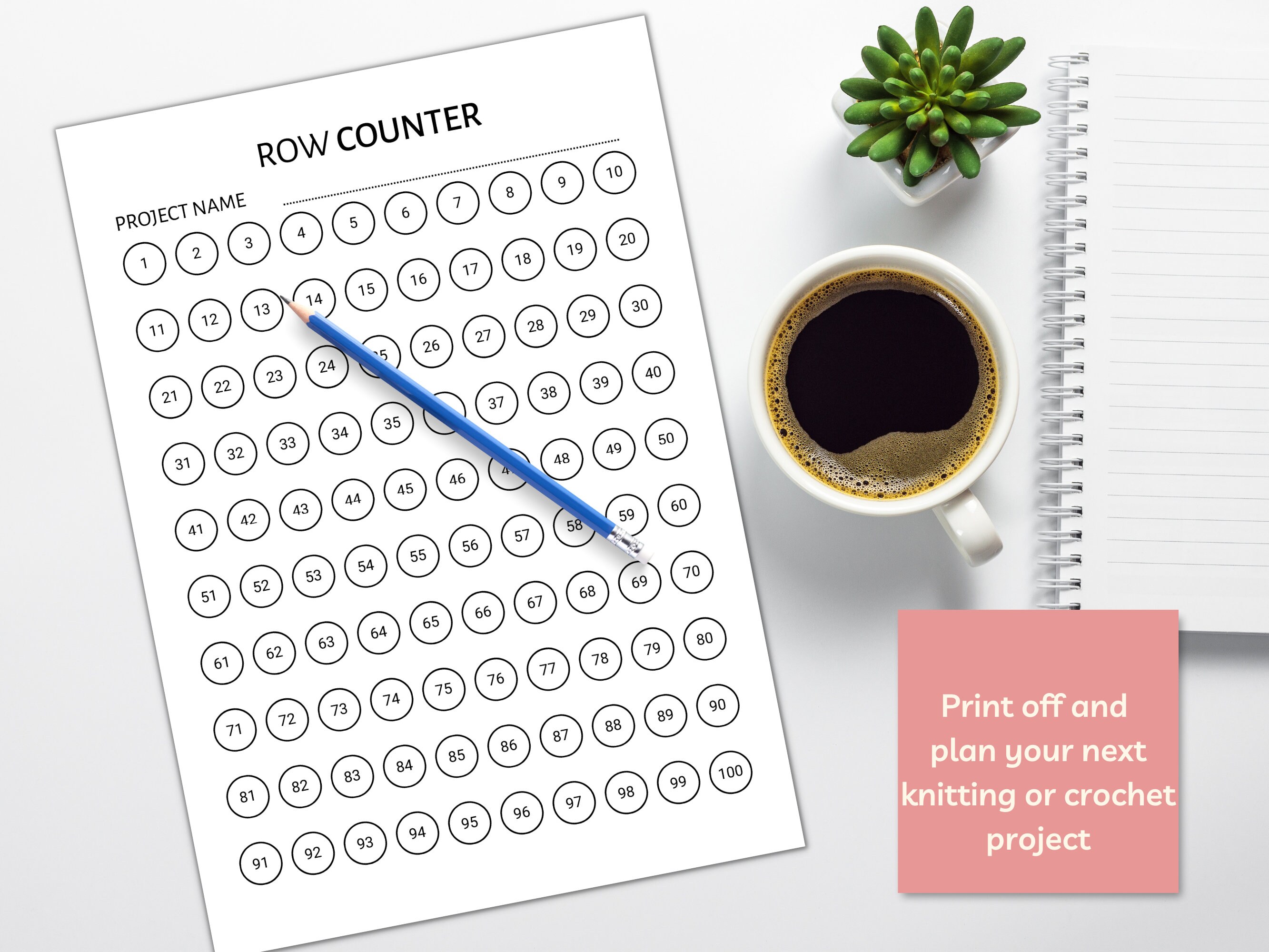 Printable Row Counter for Knitting and Crochet. Printable PDF With ...
