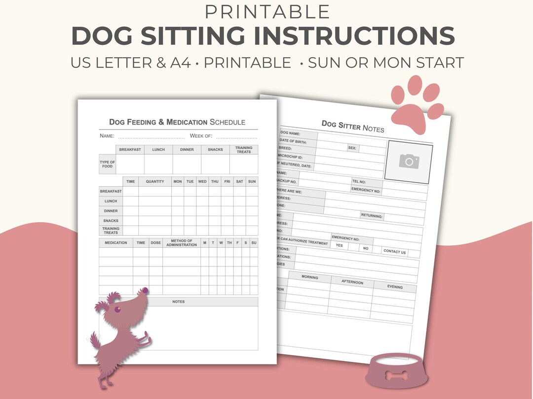 Dog Sitter Instructions: Pet Care Checklist (printable PDF) - Etsy