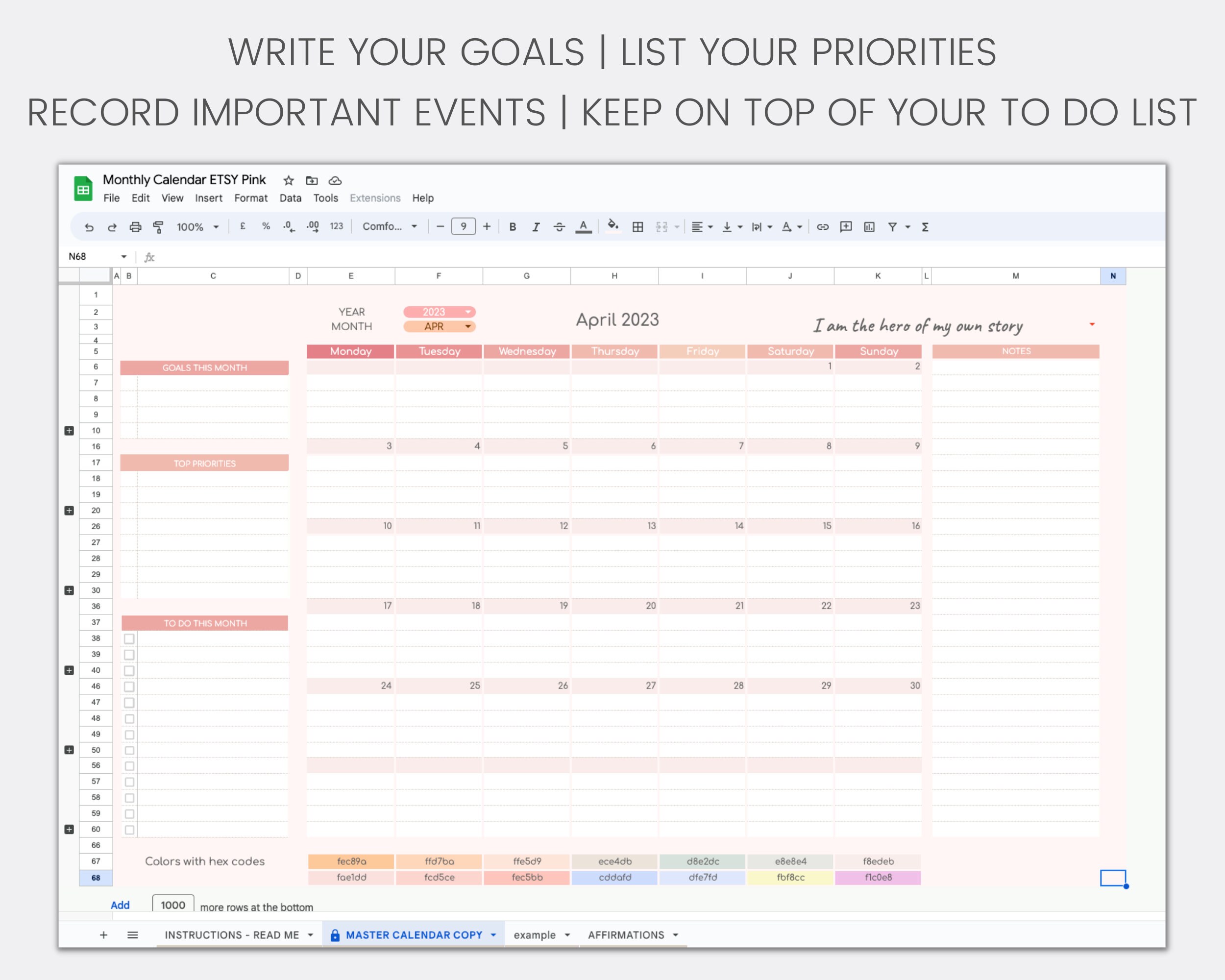 Digital to Do List Google Sheet, Monthly Planner Spreadsheet, Monthly ...