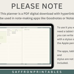 Digital Recipe Book Template for Goodnotes, Notability, Noteshelf Etc ...