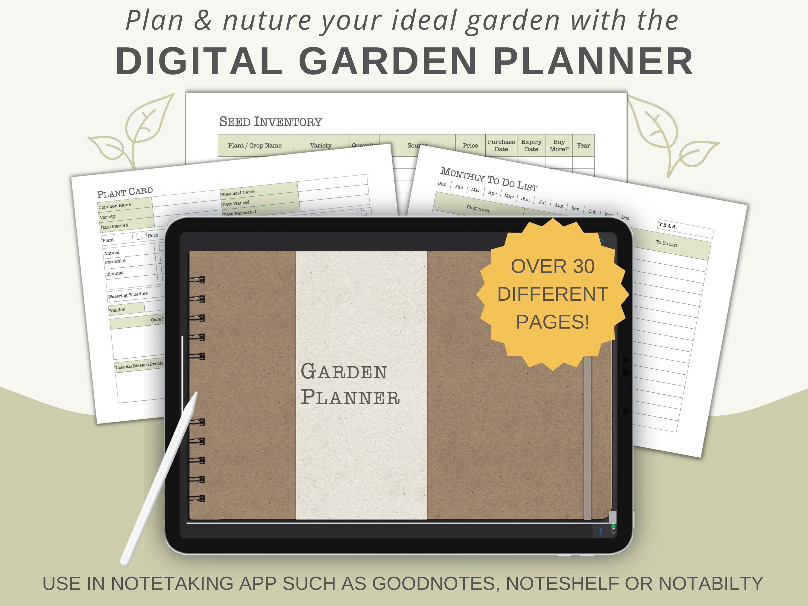 Digital Garden Planner, Digital Garden Journal, Digital Gardening ...