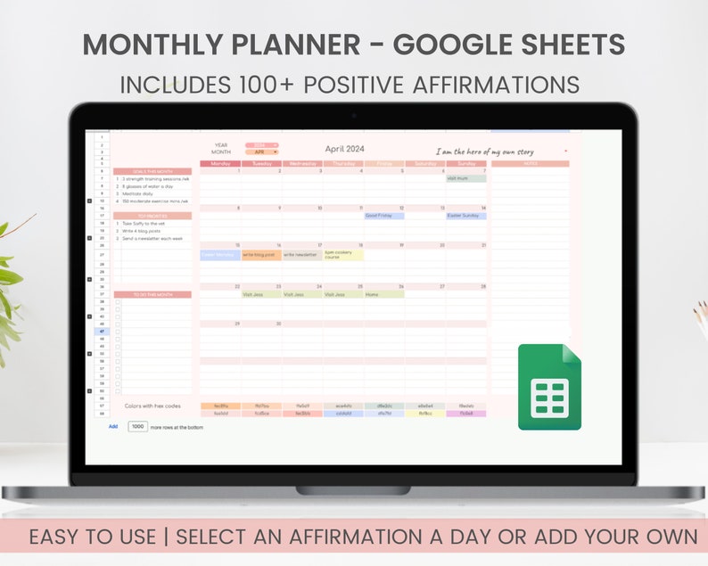 Digital to Do List Google Sheet, Monthly Planner Spreadsheet, Monthly ...