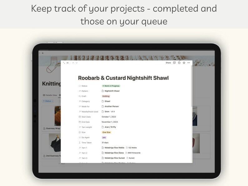 Notion Knitting and Crochet Planner, Knitting Journal, Yarn Stash ...