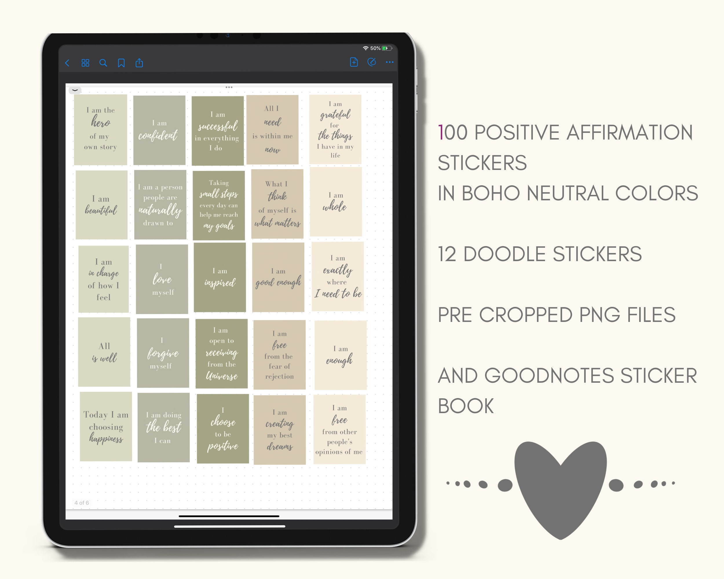 Digital Positive Affirmation Stickers for Digital Planners Goodnotes ...