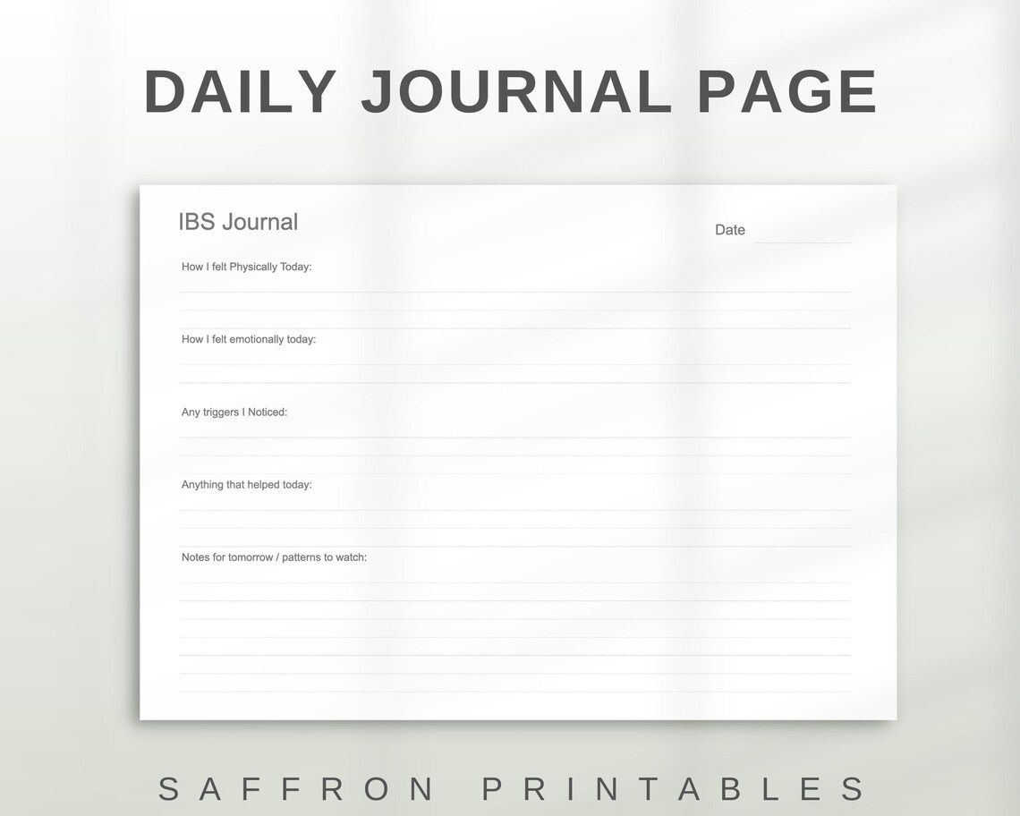 IBS Symptom Tracker Printable: Daily, Monthly Gut Health Journal (PDF ...