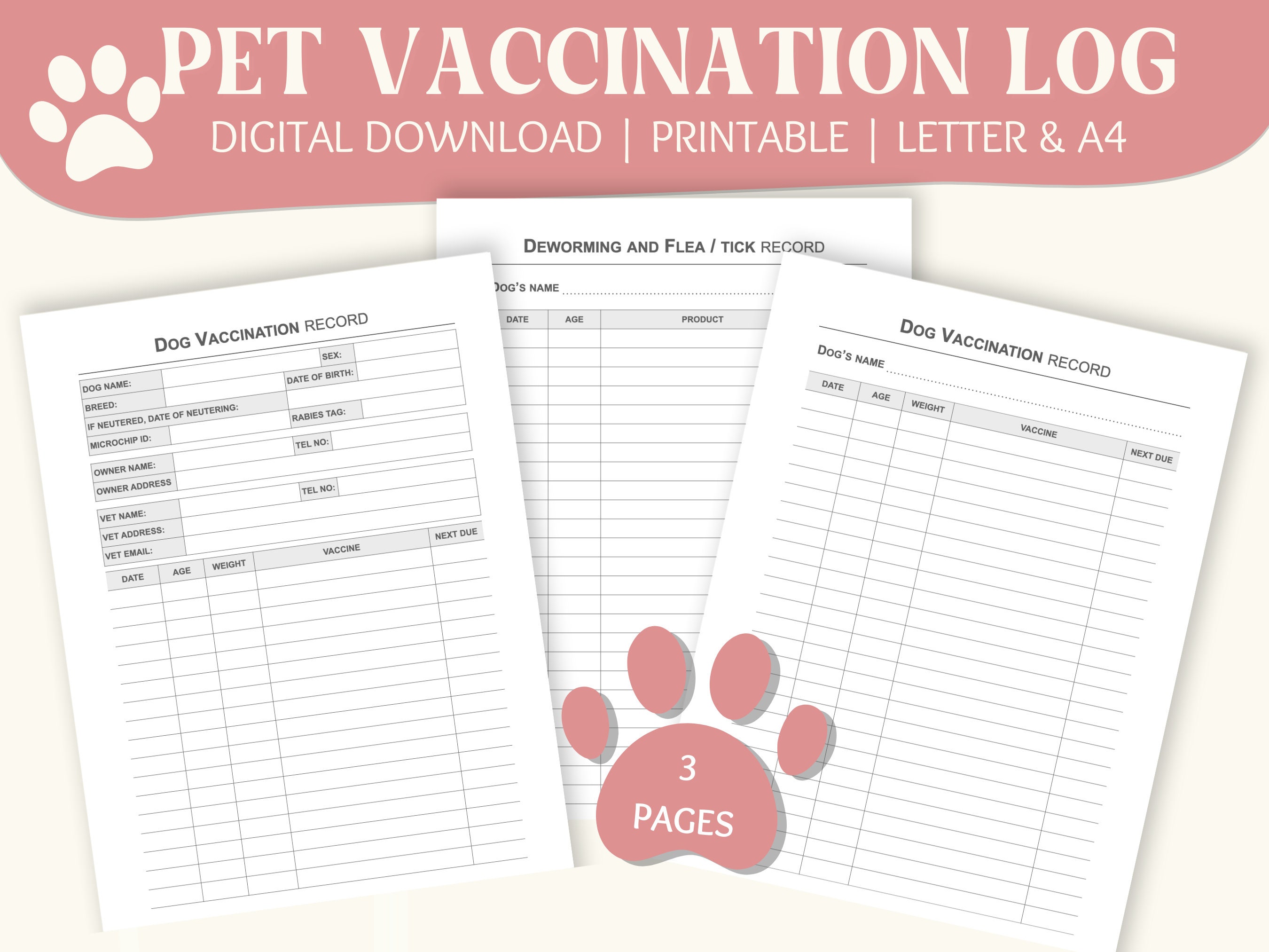 Dog Shot Record, Puppy Shot Record, Puppy Vaccination, Puppy Records ...