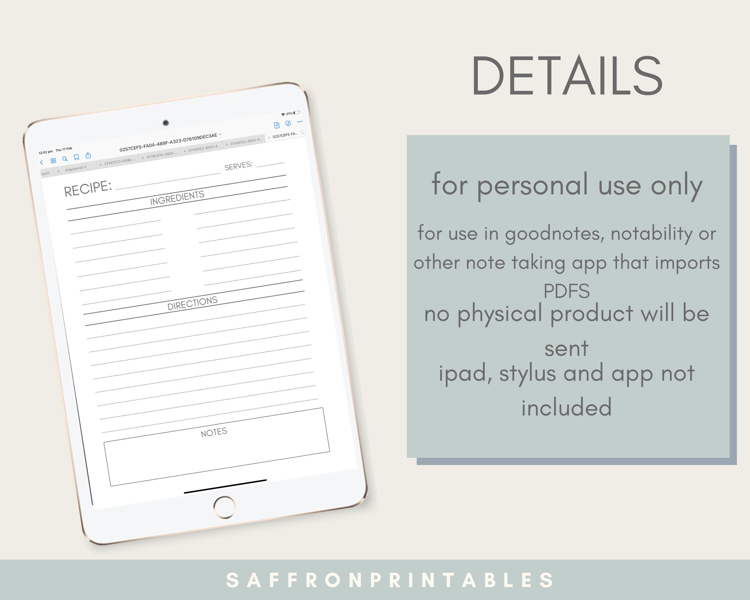 Printable Recipe Cards in Letter A4 A5 Half Letter Size. - Etsy