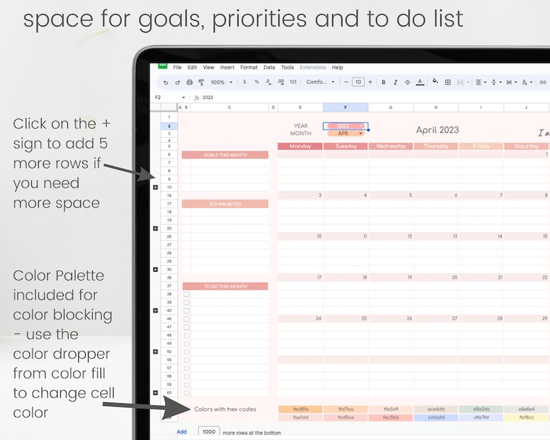 Digital to Do List Google Sheet, Monthly Planner Spreadsheet, Monthly ...