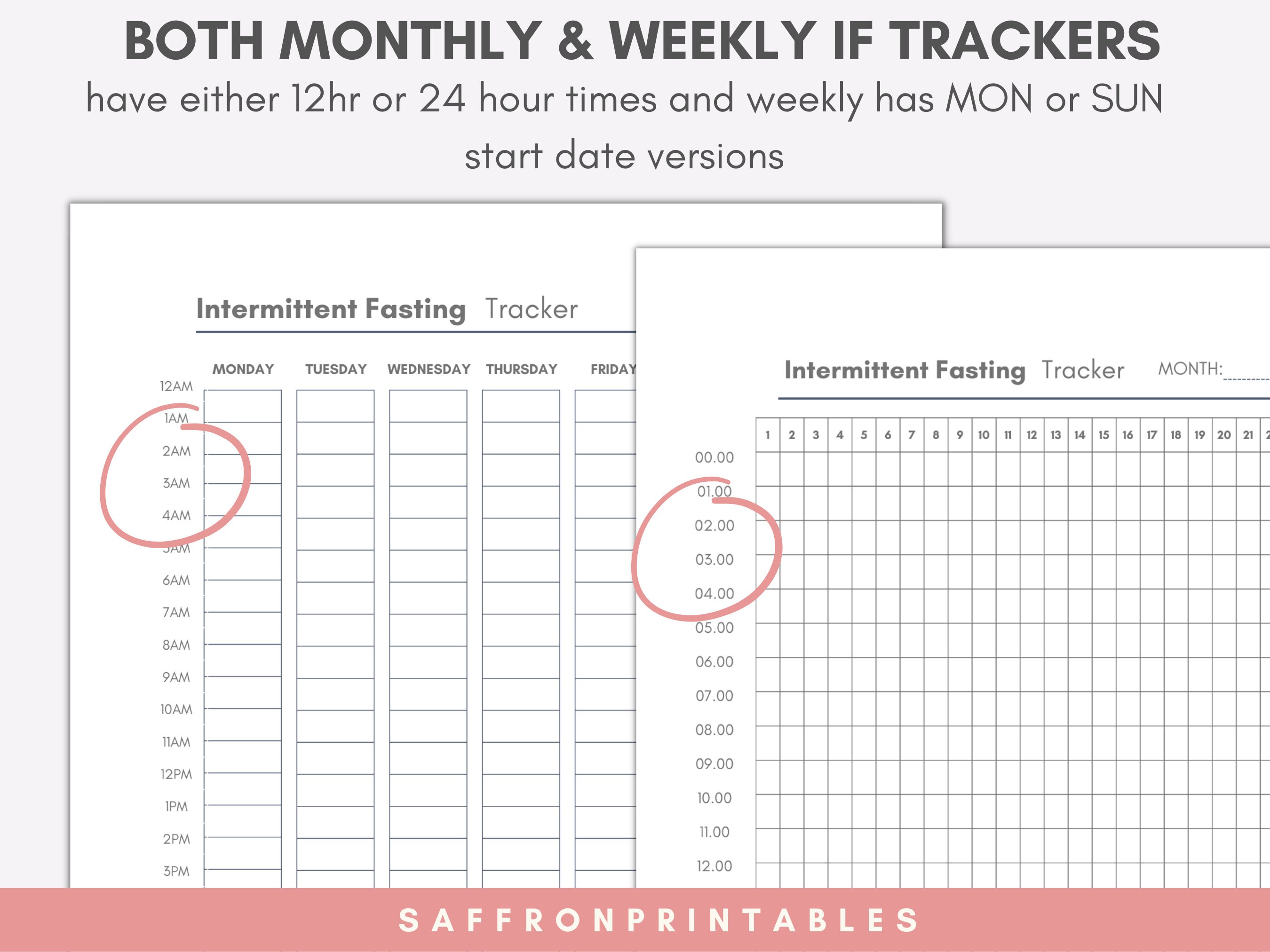 Printable Intermittent Fasting Tracker, Period Tracker, Recipe Card ...