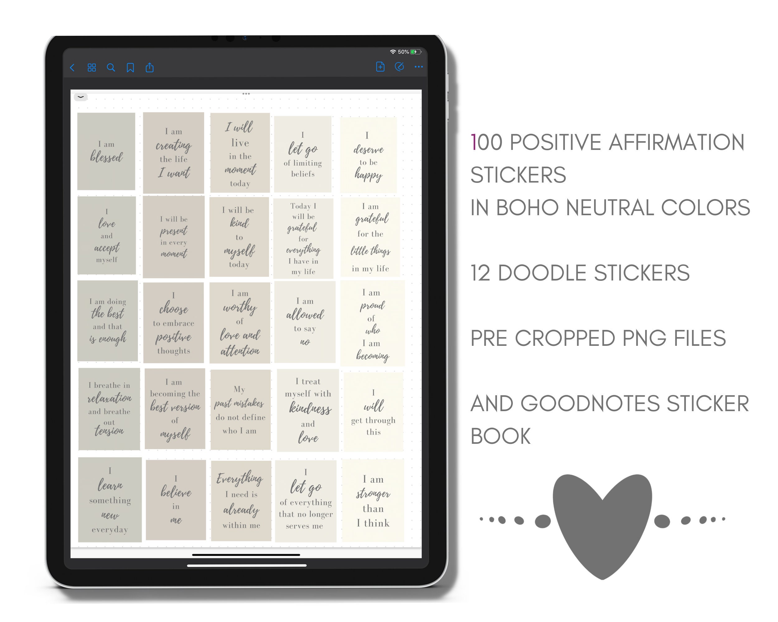 Digital Positive Affirmation Stickers for Digital Planners | Goodnotes ...