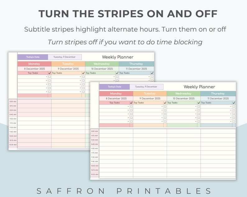 Weekly Planner Google Sheets - Simple, Editable Time Blocking ...